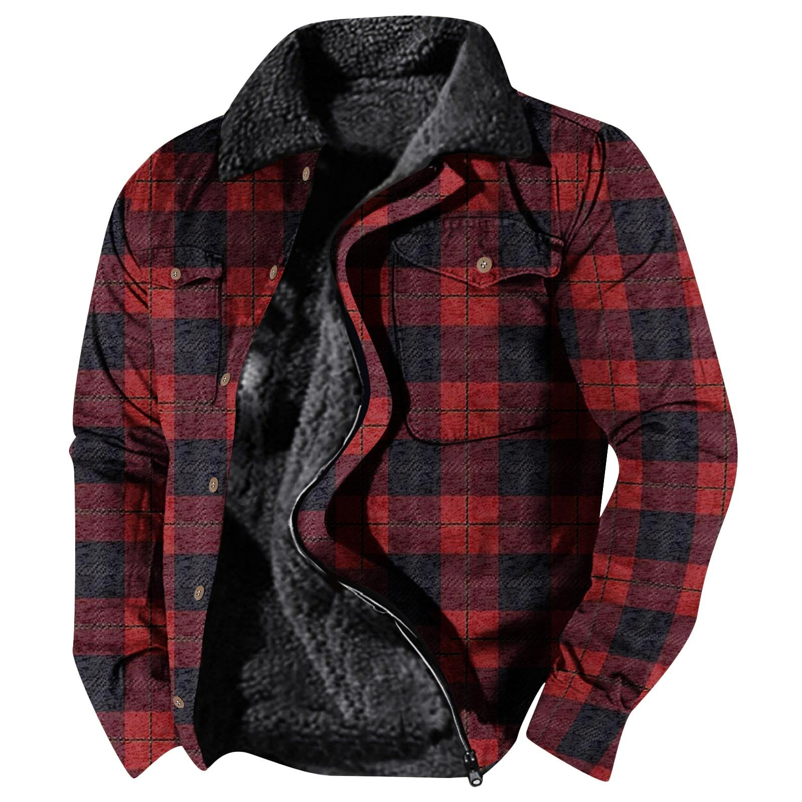 Colorful Graphic Loose Fit Jackets for Mens Winter Fall Fleece Lined ...