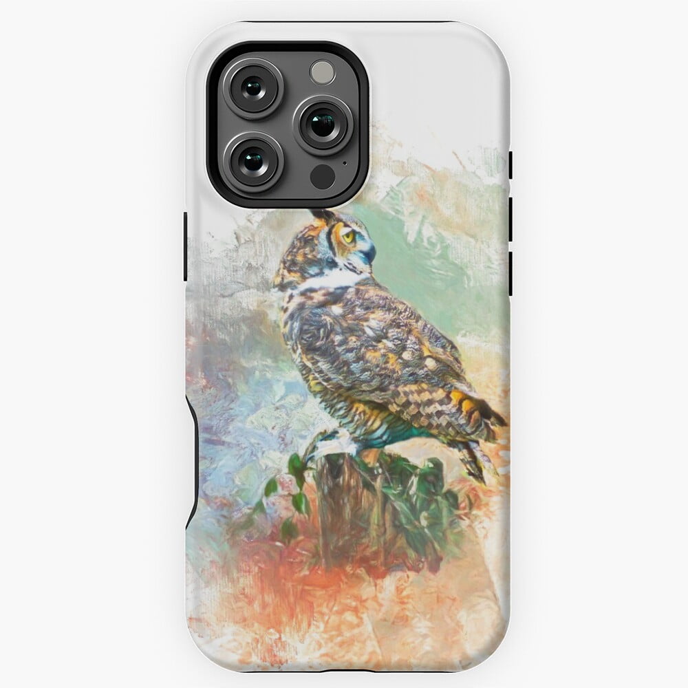 Colorful Great Horned Owl Phone Case for iPhone 16 15 14 13 12 11 Pro ...