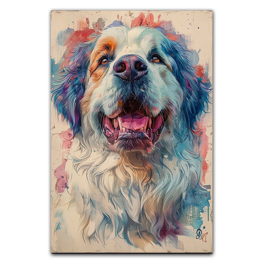 Colorful Great Pyrenees Wall Art Abstract Dog Posters Animal Canvas ...