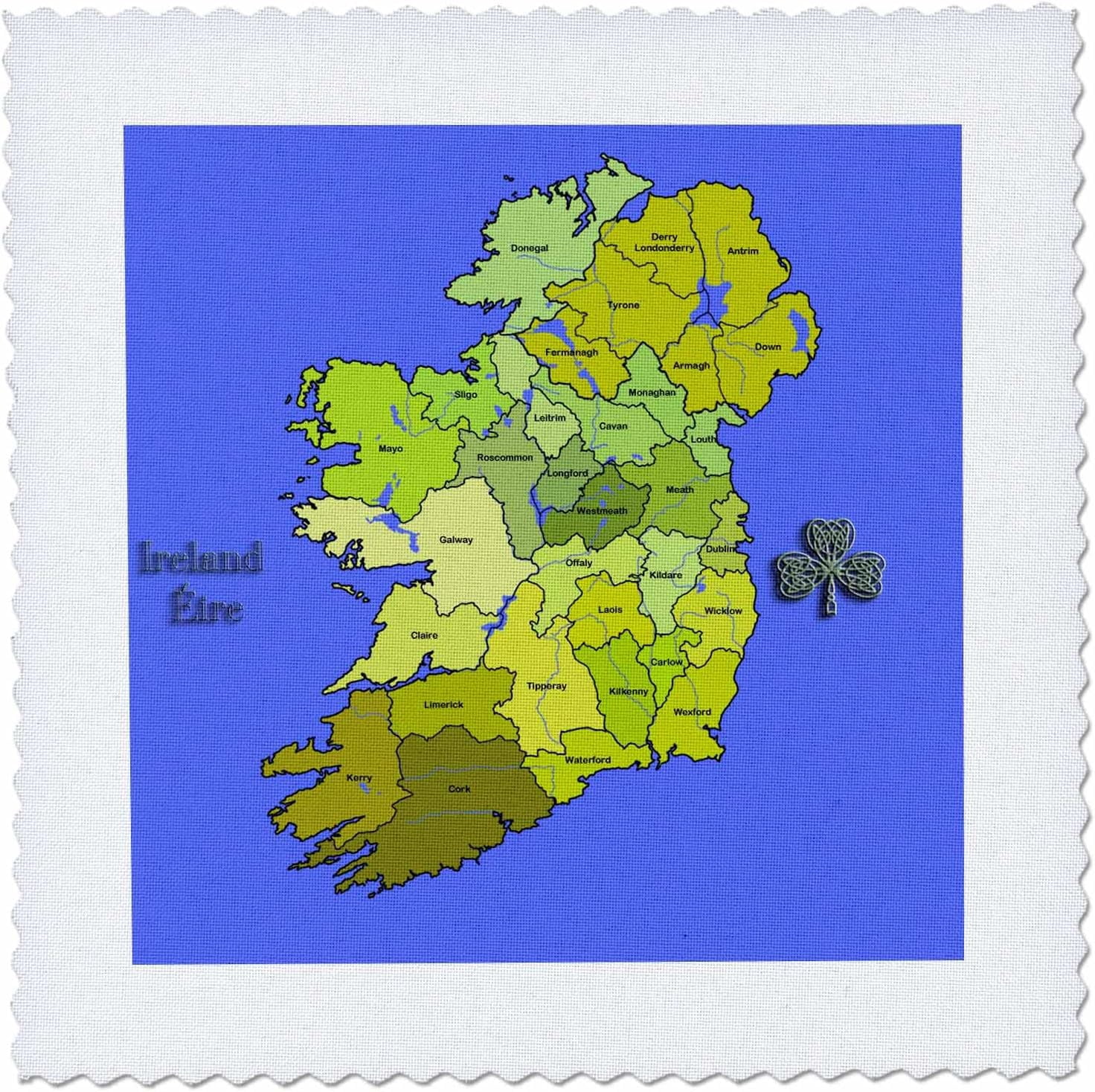 Colorful Green Map of All Ireland, The Irish Republic and Northern ...