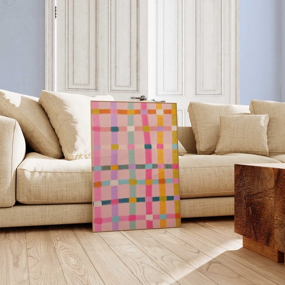Colorful Grid Acrylic Abstract Geometric Wall Art, Unframed Canvas ...