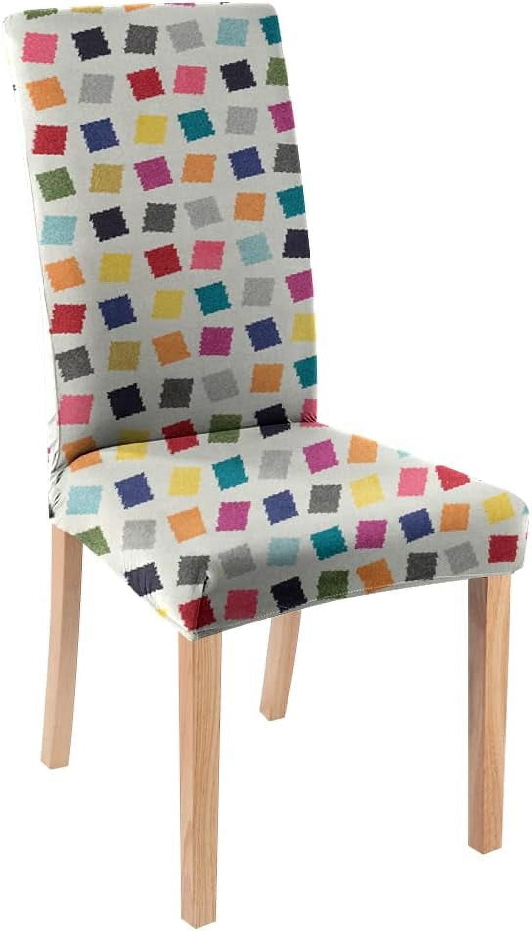 Colorful Grid Chair Covers Abstract Boho Dining Chair Cover Stretch ...