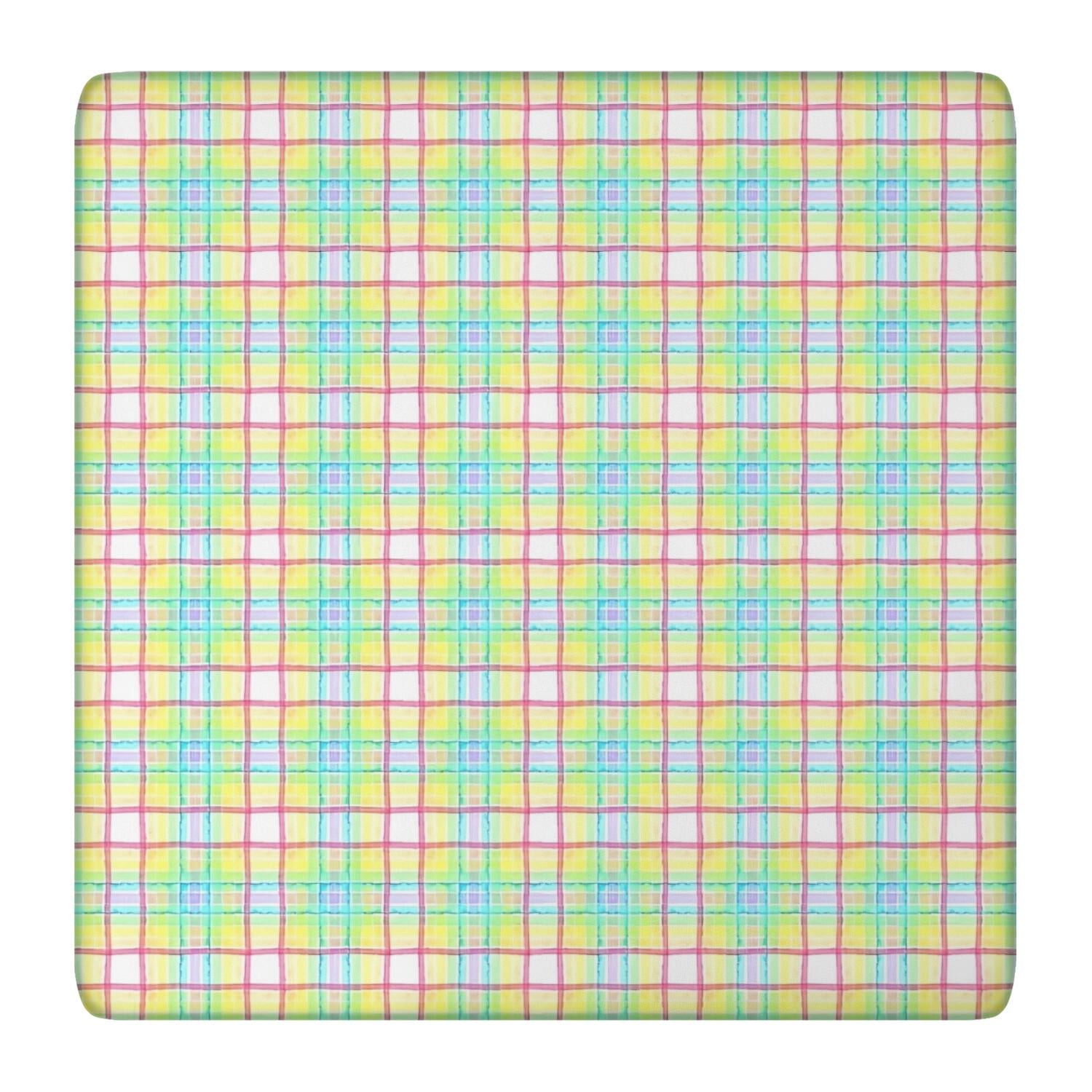 Colorful Grid Checkered Pattern Square Fitted Tablecloth with Elastic ...