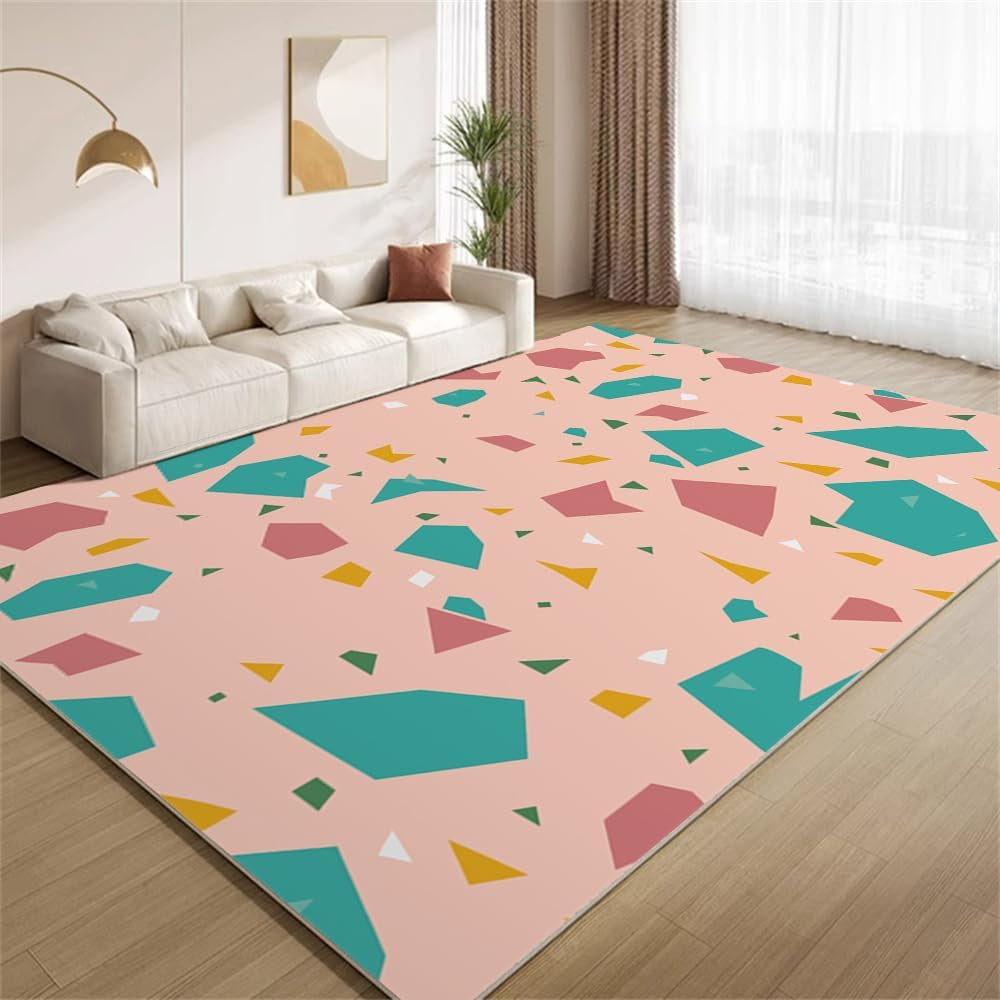 Colorful Grunge Geometry Rug 4x6ft Area Rugs Abstract Orange Brown Rugs ...