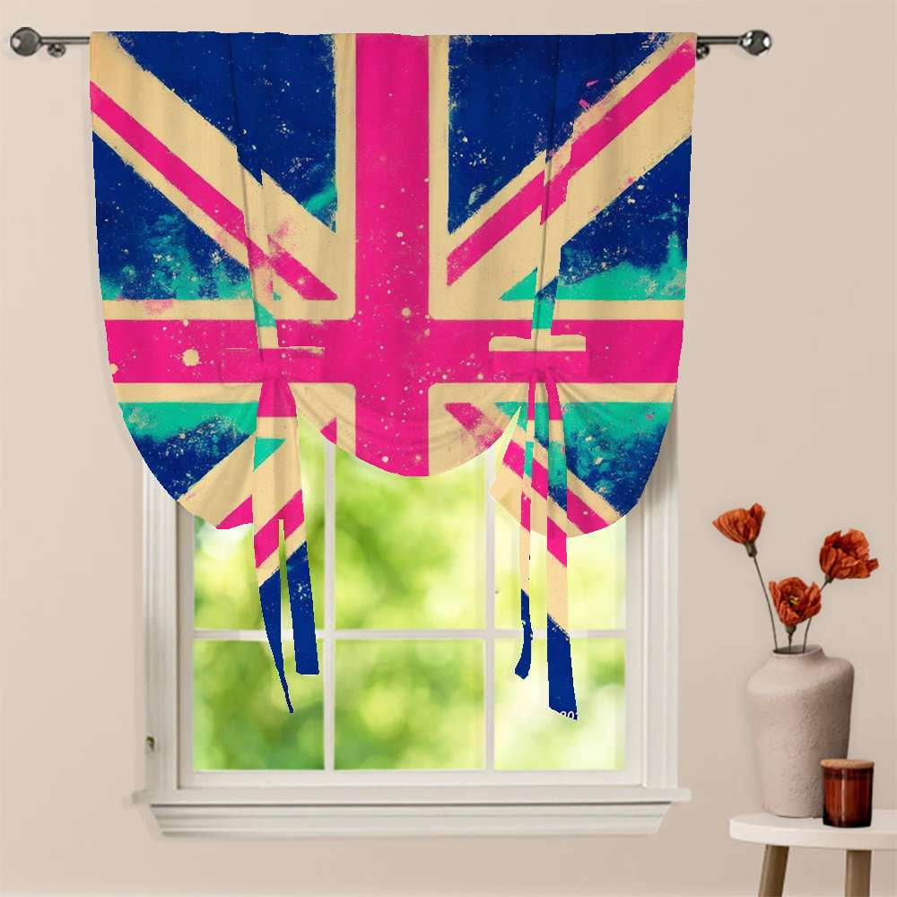 Colorful Grunge Union Jack Window Curtain for Living Room Roman Curtain ...