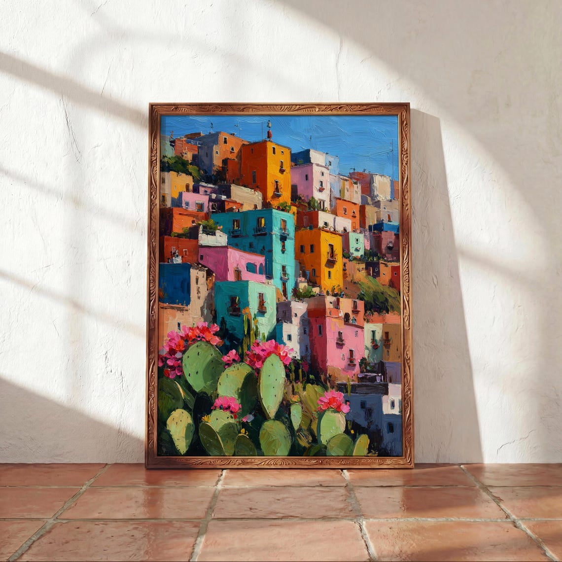 Colorful Guanajuato Wall Art Mexican House Pastel Cityscape Travel ...