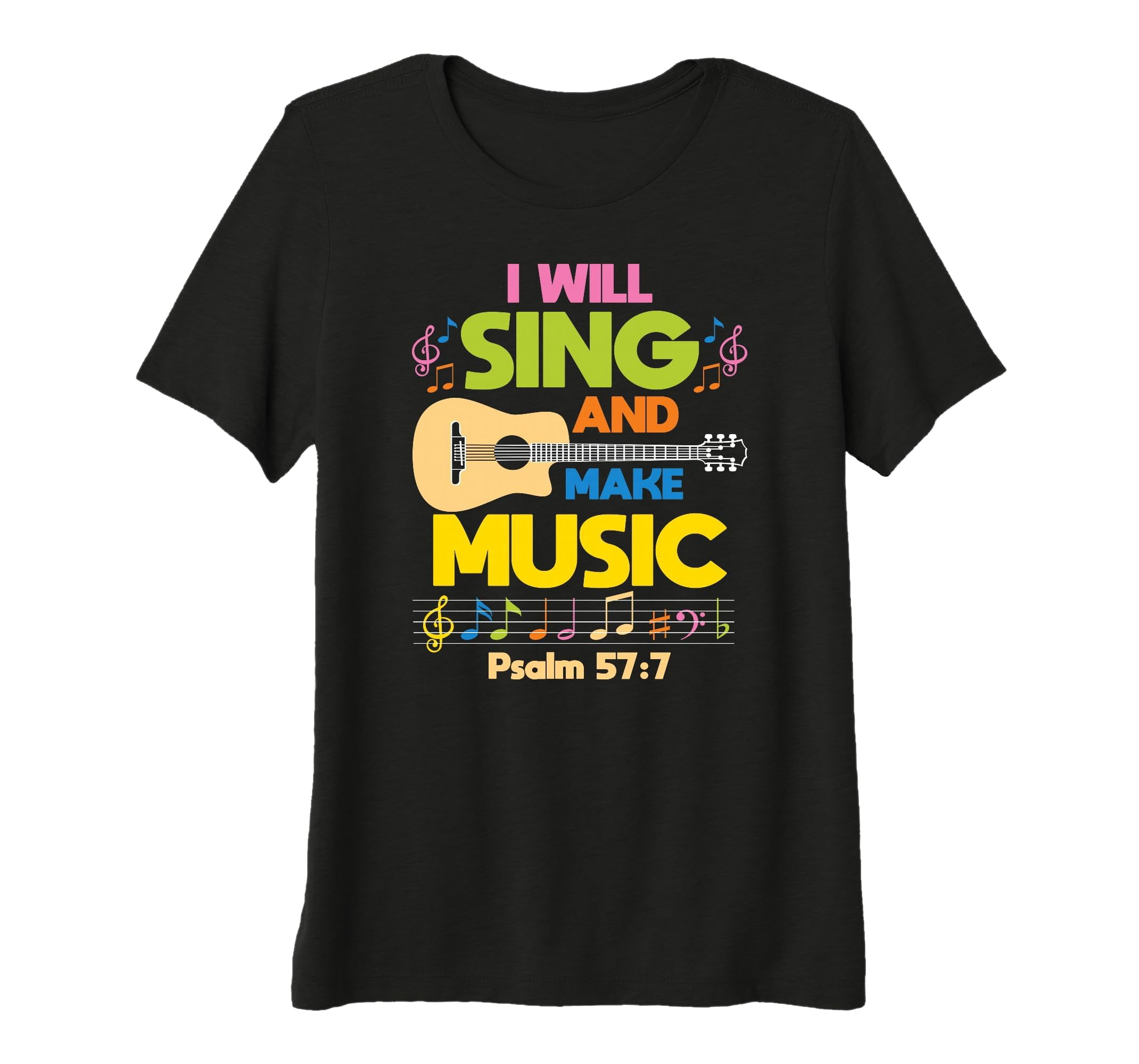 Colorful Guitar Graphic Christian Music T-Shirt for Church Singers and ...
