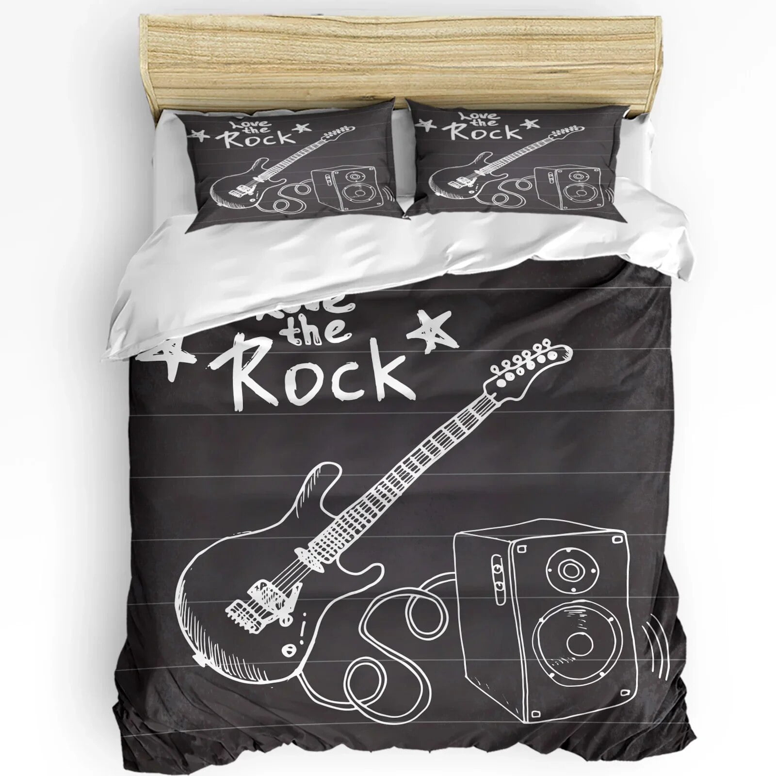 Colorful Guitar Rock Music Splash Art Duvet Cover 3pcs Bedding Set Home ...