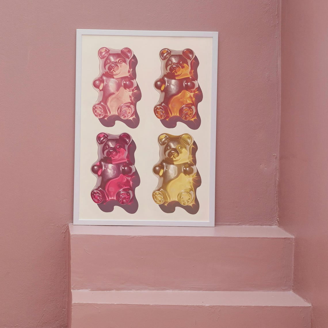 Colorful Gummy Bears Wall Art Print – Funky Candy Poster, Maximalist ...