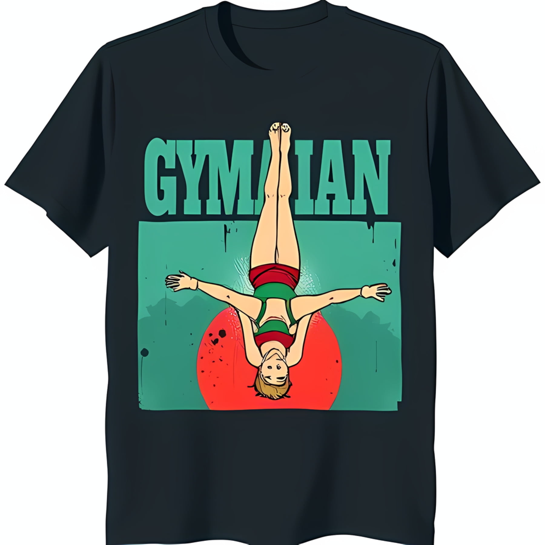 Colorful Gymnast Handstand Graphic Black T-Shirt GYMNASTIAN Design ...