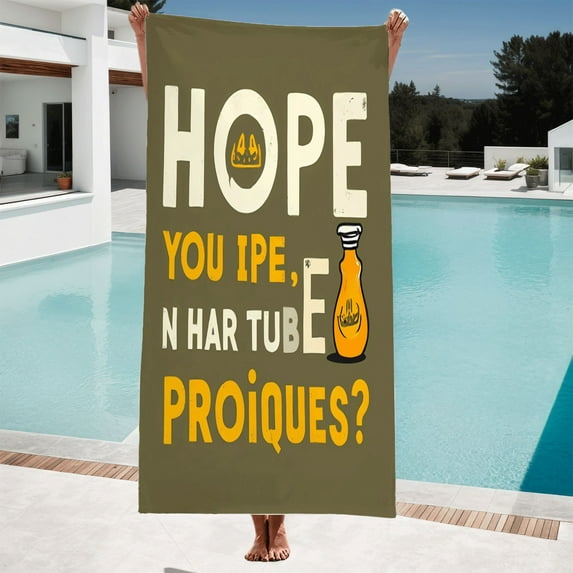 Colorful ' HOPE ' Pattern Beach Towel - Playful Design with Smiling ...