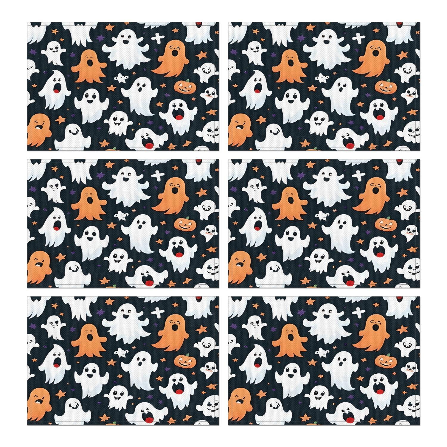 Colorful Halloween Ghosts Pattern Summer Placemats Table Placemats Set ...