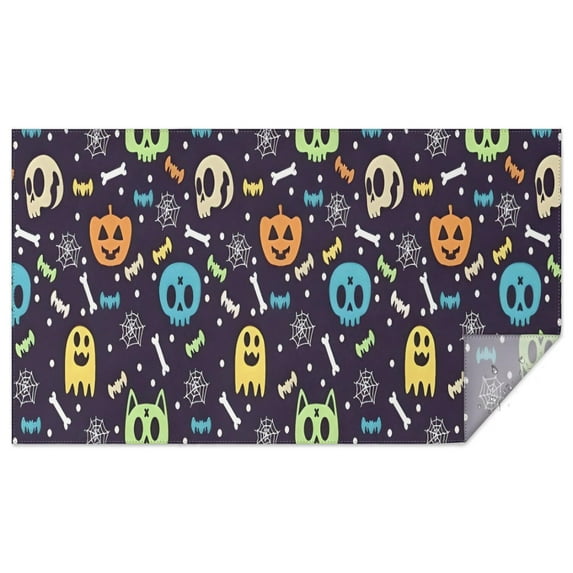 Colorful Halloween Ghosts Skulls and Pumpkins Rectangle Tablecloth 60 ...