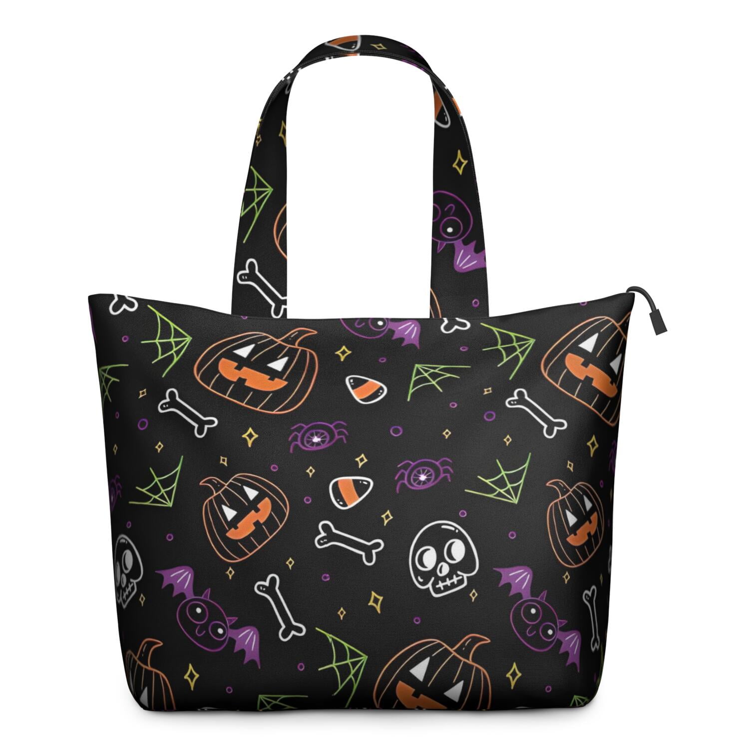 Colorful Halloween Icons Pattern Travel Tote Bags for Women Carry On ...