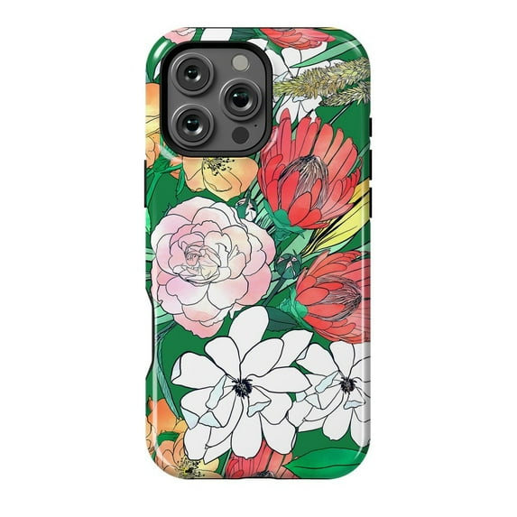 Colorful Hand Drawn Flowers Phone Case for iPhone 11 12 13 14 15 16 Pro ...