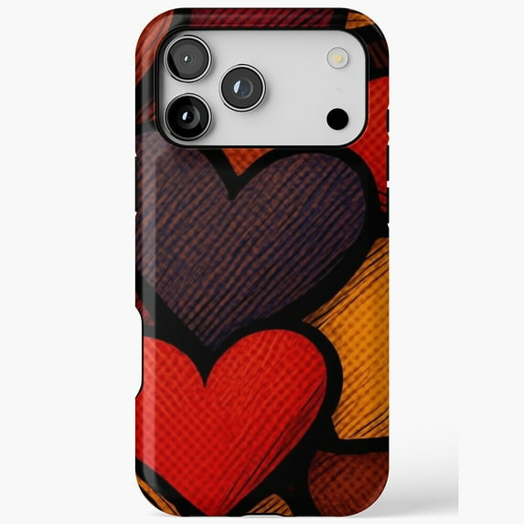 Colorful Hand Drawn Romantic Hearts iPhone Case 11 to 17 Pro Max ...