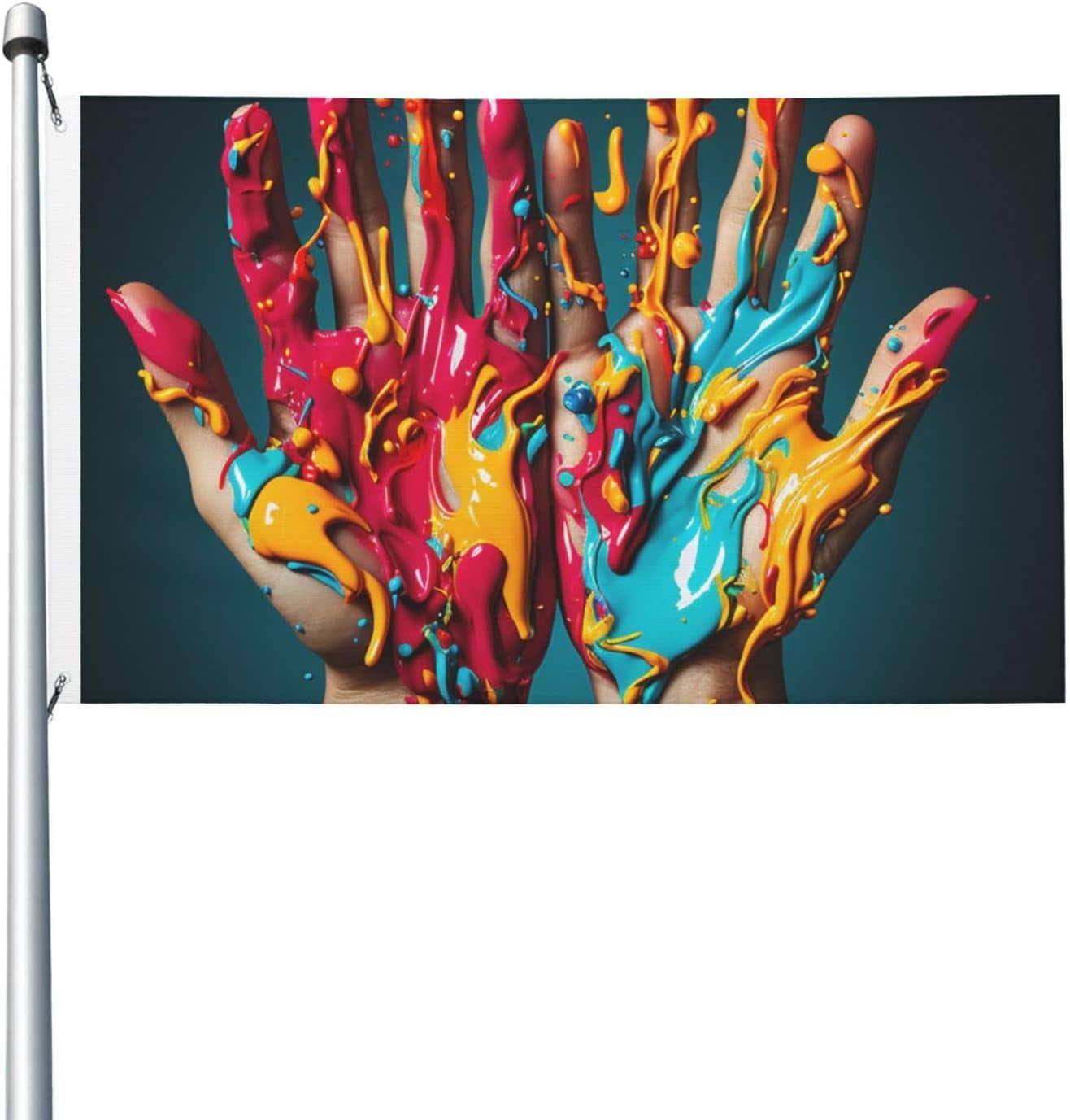 Colorful Hand Garden Flag Welcome Flags for Outside Holiday Banner with ...