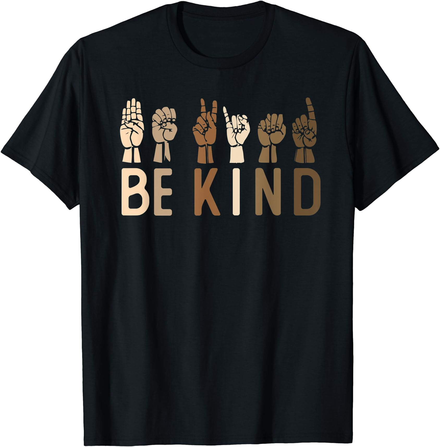 Colorful Hand Gesture ASL Be Kind T-Shirt for Promoting Kindness and ...
