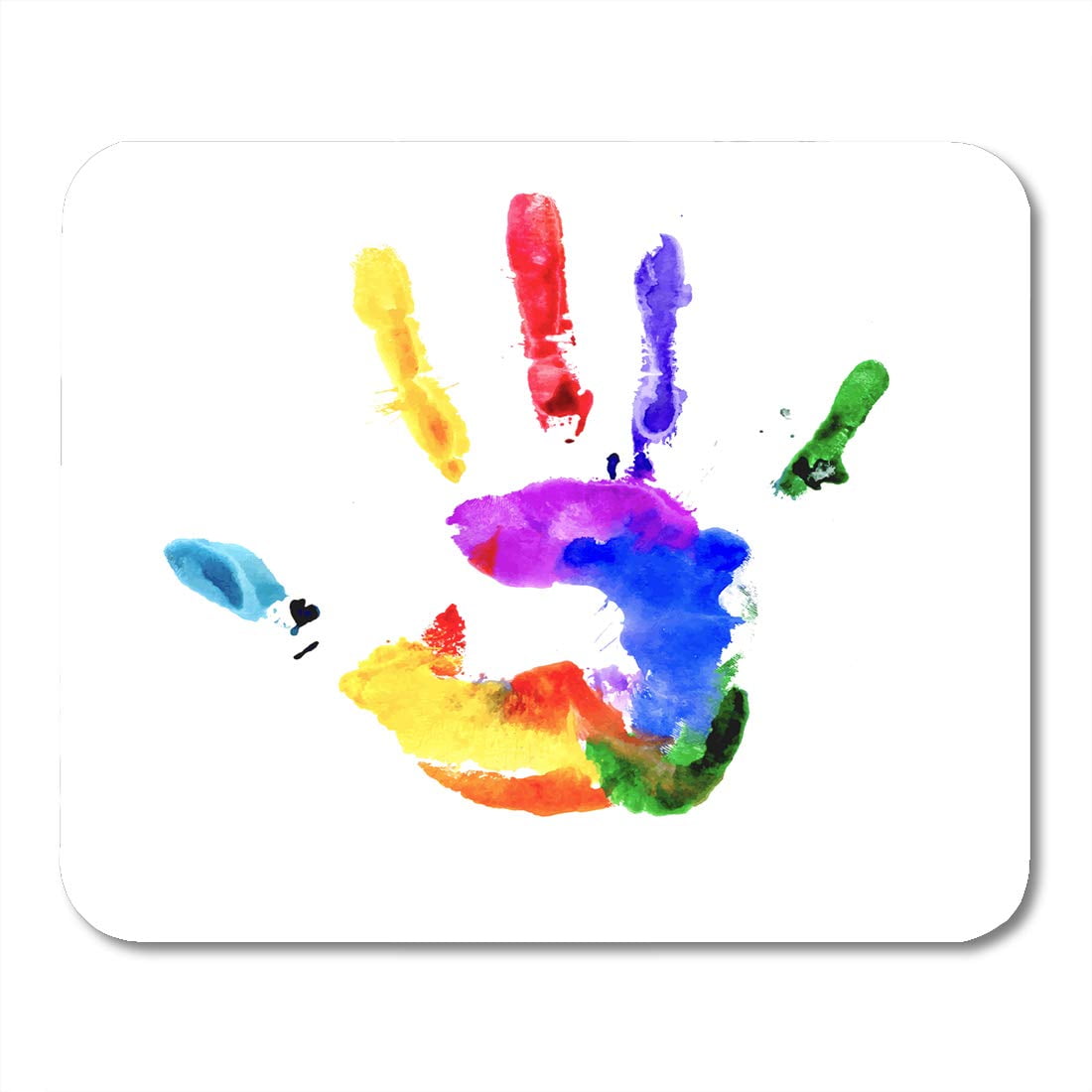 Colorful Hand Handprint in Colors of The Rainbow White Red Paint Child ...