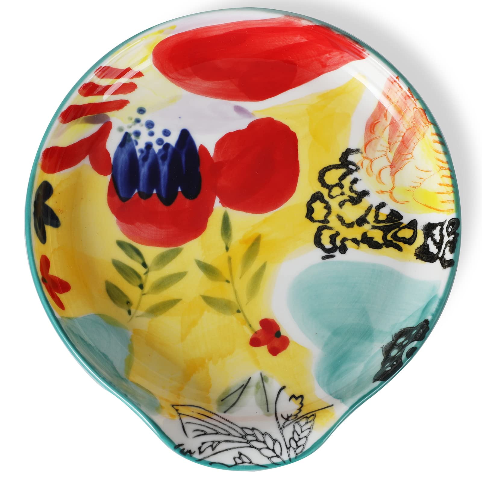 GDCZ Colorful Hand Painted Ceramic Spoon Rest, 5 Inches, Dishwasher ...