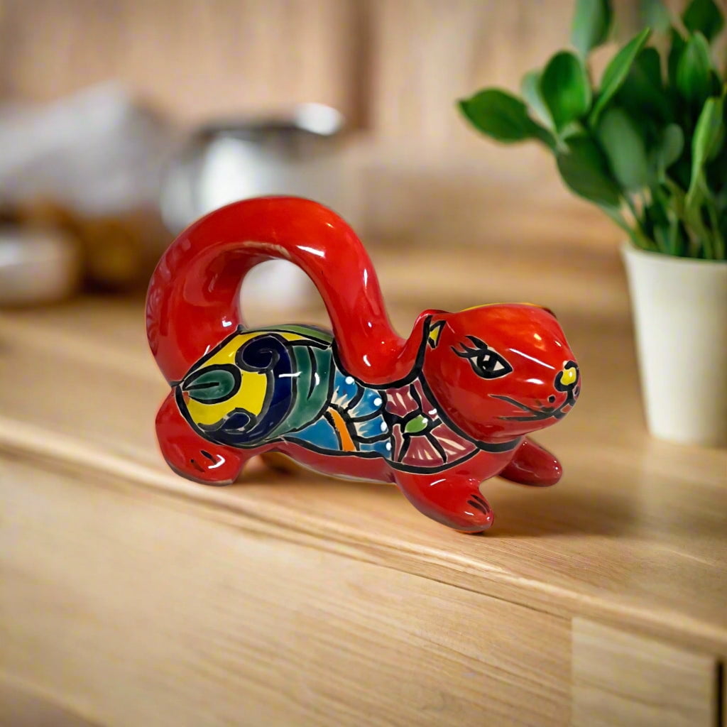 Talavera Squirrel Statue | Colorful Hand-Painted Mexican Figurine ...