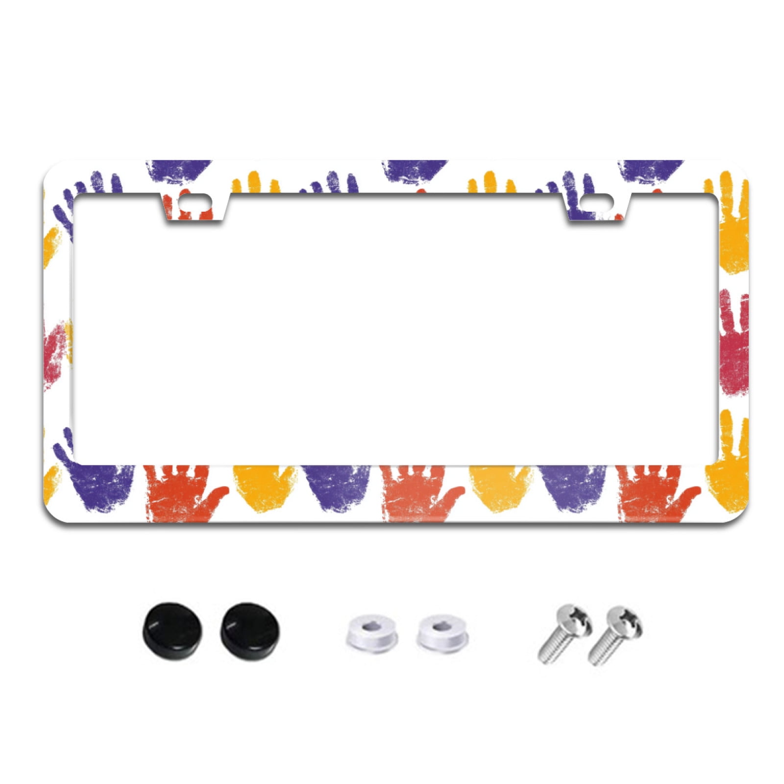 Colorful Hand Prints License Plate Frames for Women Men Car Plate ...