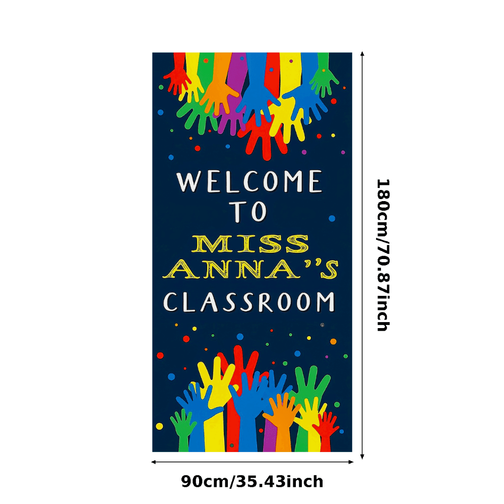 Colorful Handprint Design Welcome Banner for Miss Annas Classroom ...