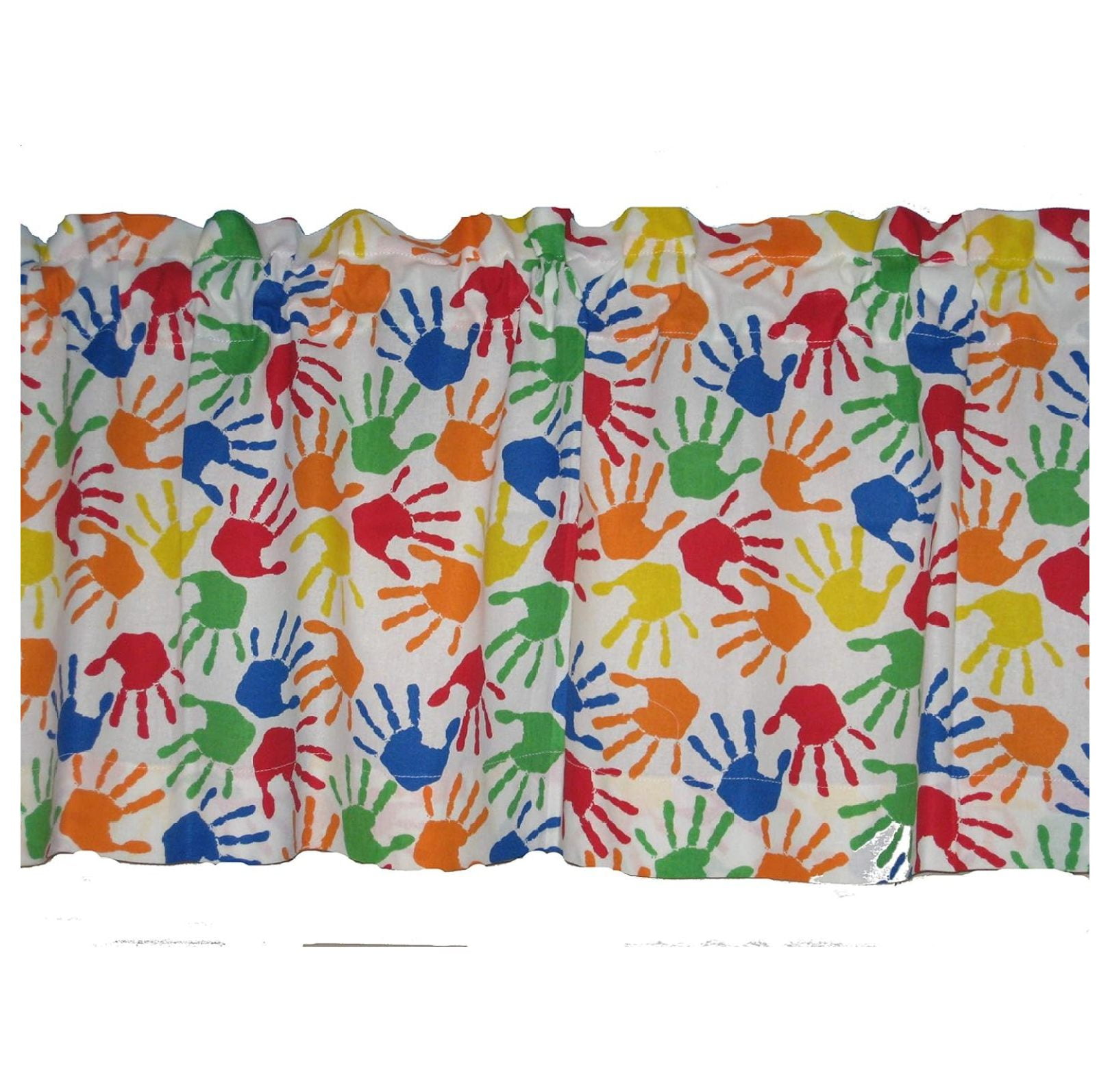 Colorful Handprints 100% Cotton Back to School Window Curtain Valance ...