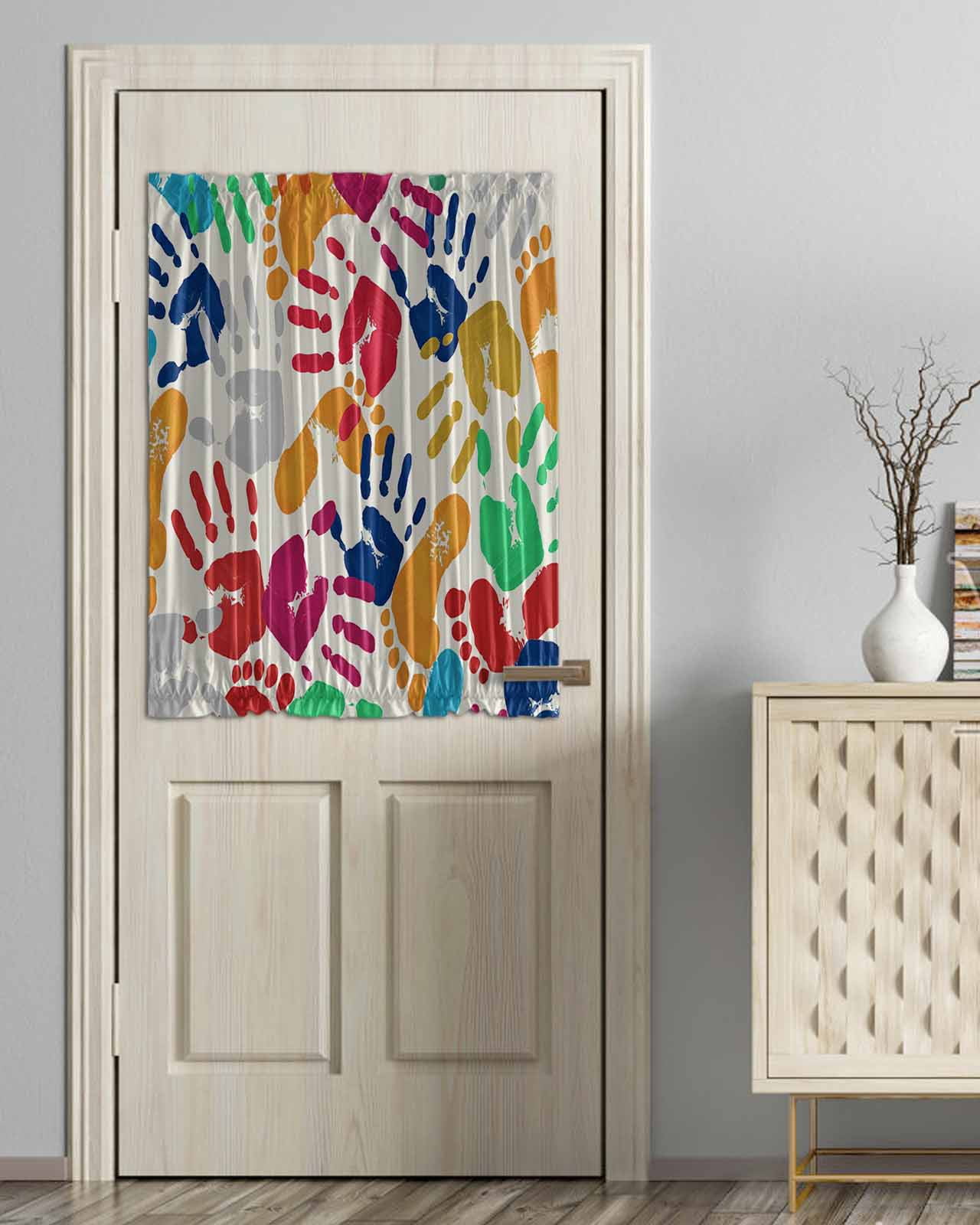 Colorful Handprints Blackout Curtains, French Door Curtains for Door ...