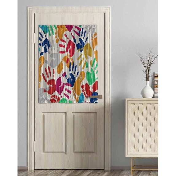 Colorful Handprints Blackout Curtains, French Door Curtains for Door ...