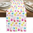 Colorful Handprints Cotton Linen Table Runner Modern Abstract ...