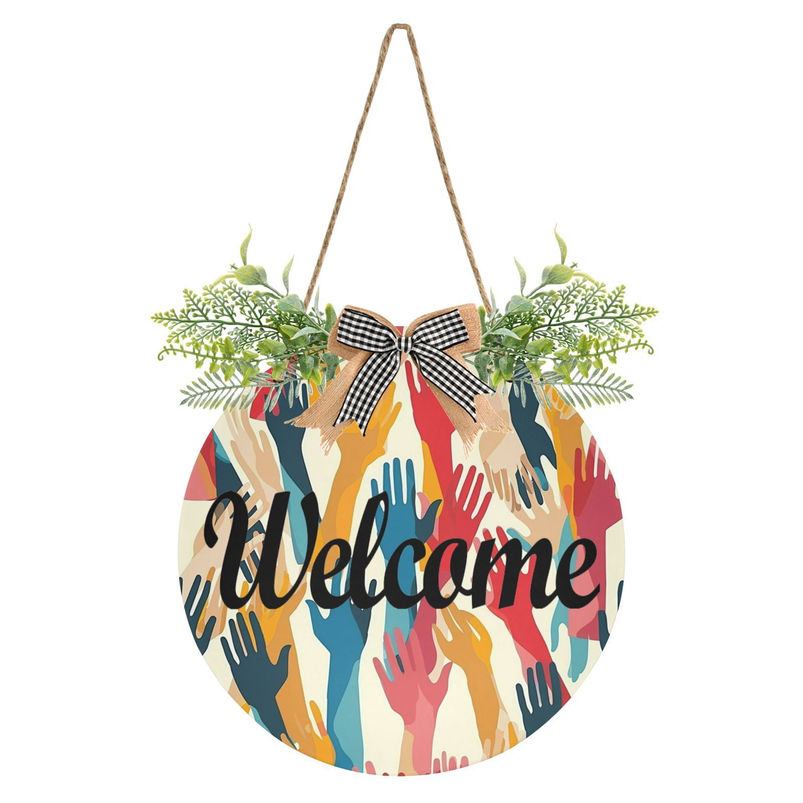 Colorful Hands Welcome Sign for Front Door Wreath Door Sign for ...