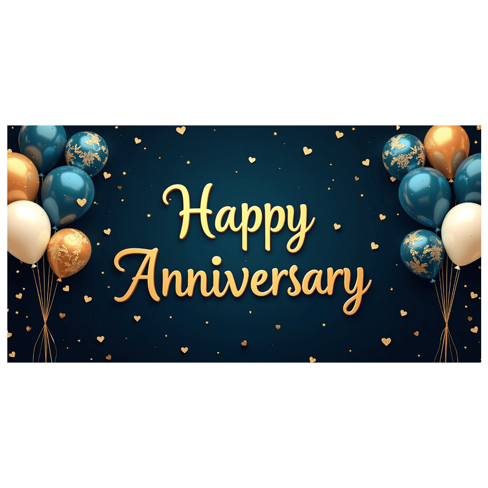 Colorful Happy Anniversary Banner with Balloons and Confetti Backdrop ...