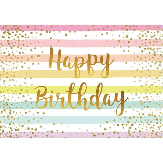 Colorful Happy Birthday Background Stripe Girl Baby Shower Party Banner ...