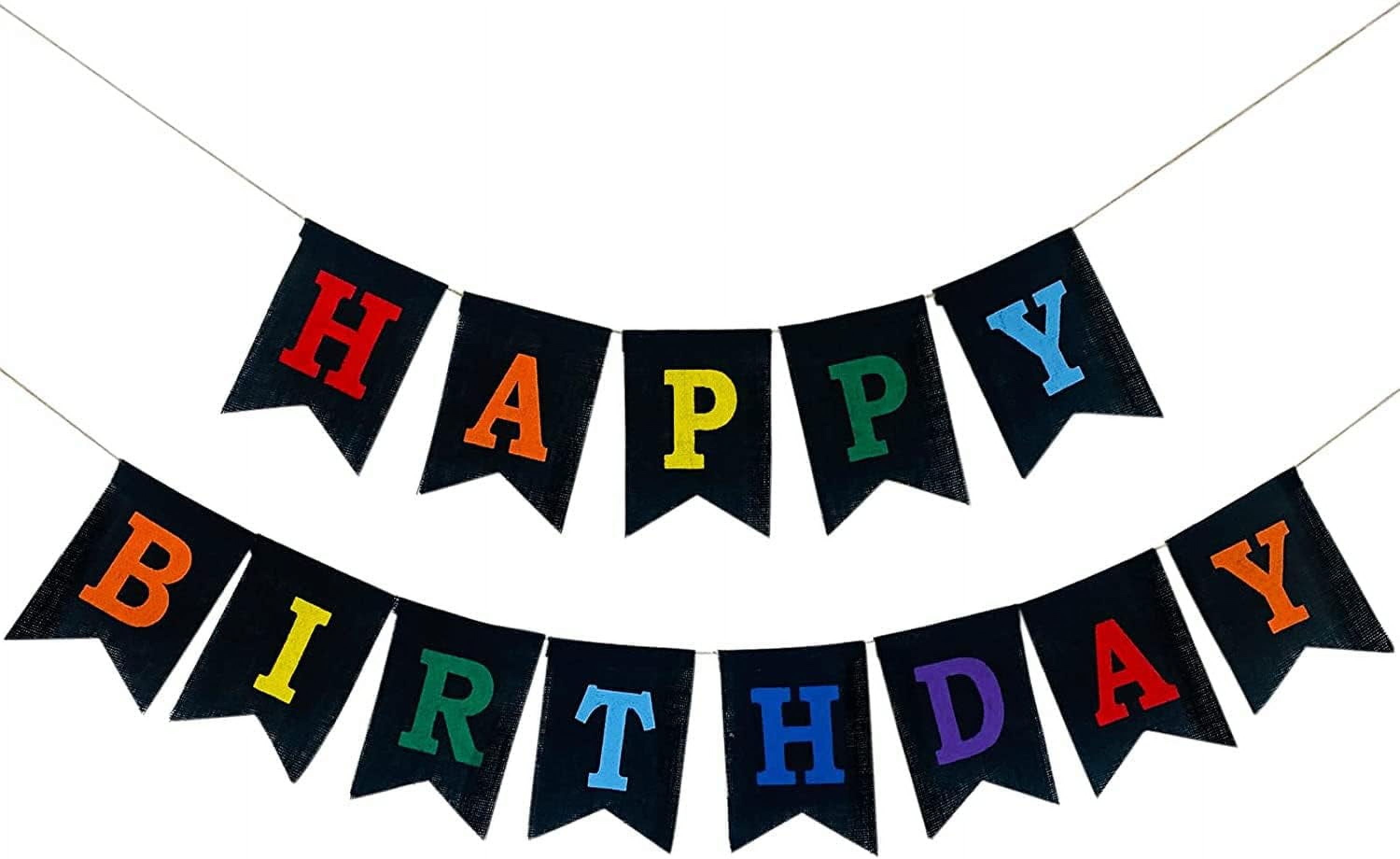 Colorful Happy Birthday Banner, Burlap Rainbow Happy Birthday Sign ...