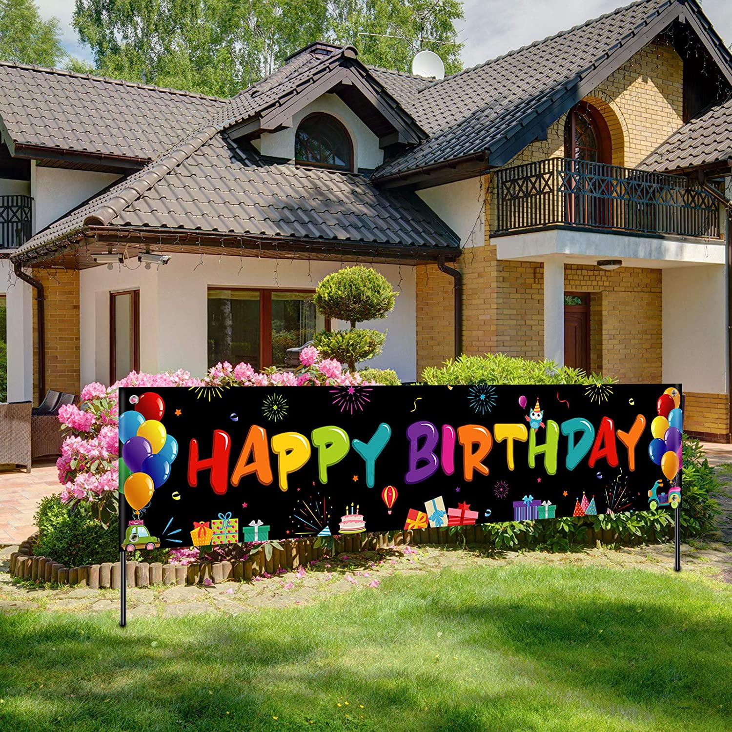 Colorful Happy Birthday Banner, Large Fabric Happy Birthday Sign ...