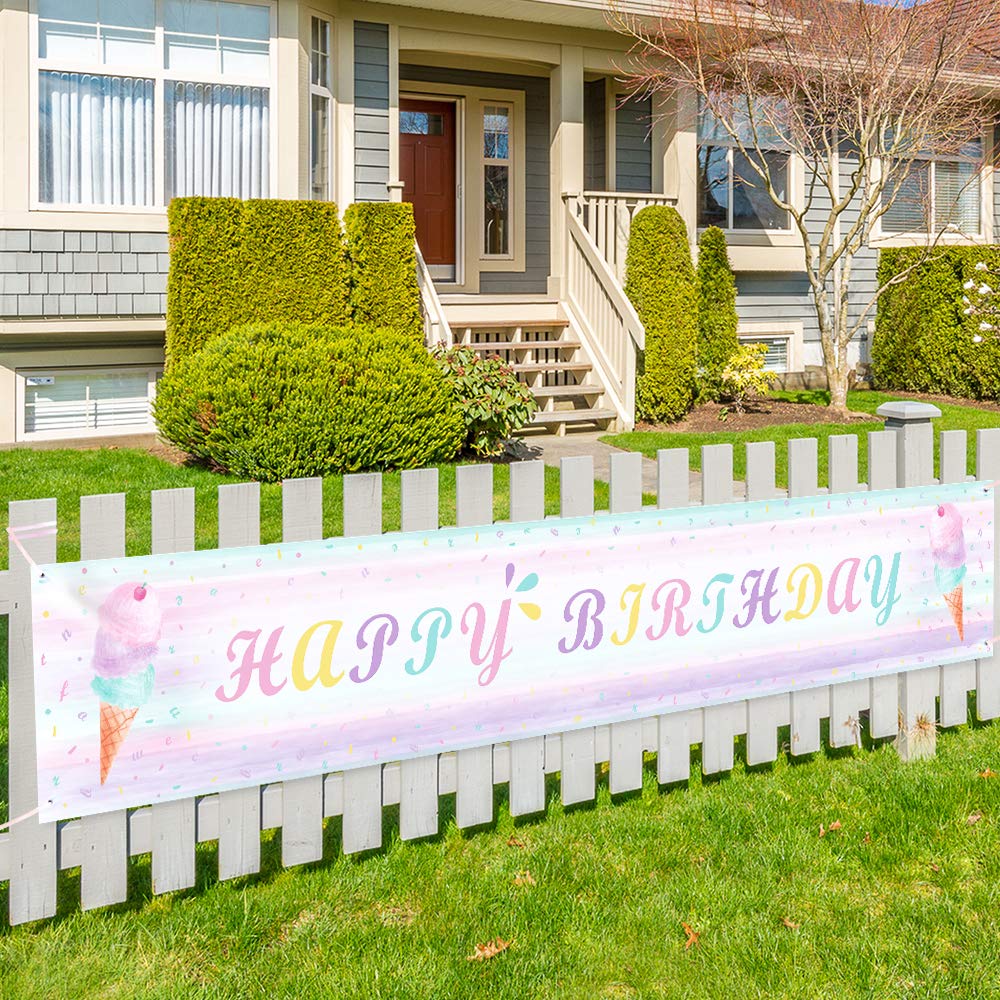 Colorful Happy Birthday Banner Party Decor Sign Yard Backdrop Banners ...