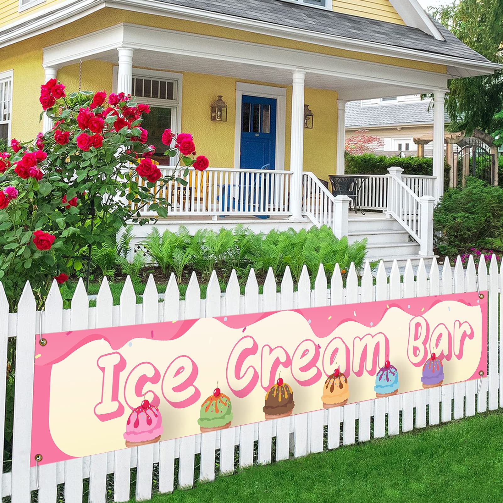 Colorful Happy Birthday Banner Party Decor Sign Yard Backdrop Banners ...