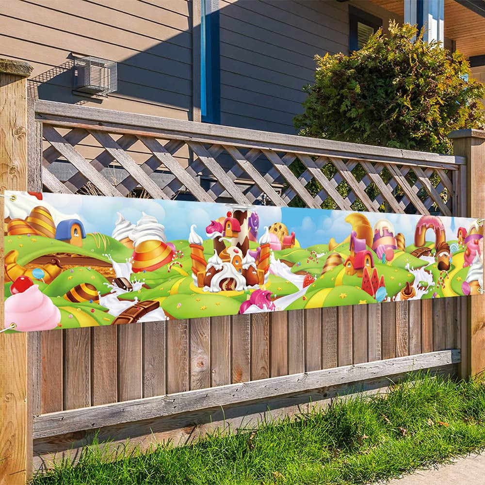 Colorful Happy Birthday Banner Party Decor Sign Yard Backdrop Banners ...