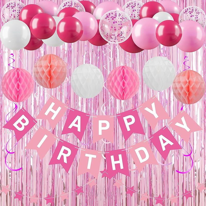Colorful Happy Birthday Decorations Kit for Women Girls Boys Kids, Pre ...