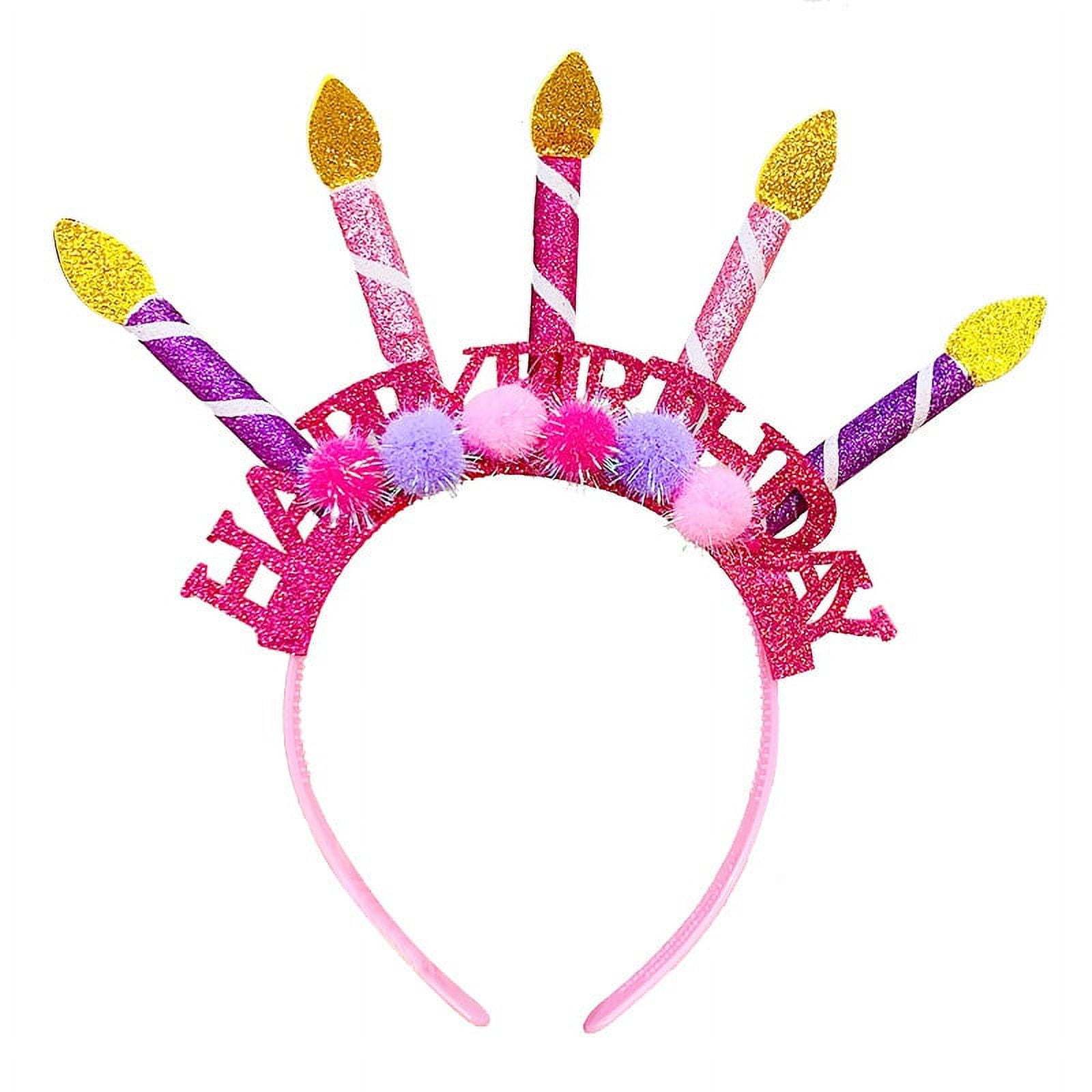 Colorful Happy Birthday Headband with Dazzling Candles, Adjustable ...