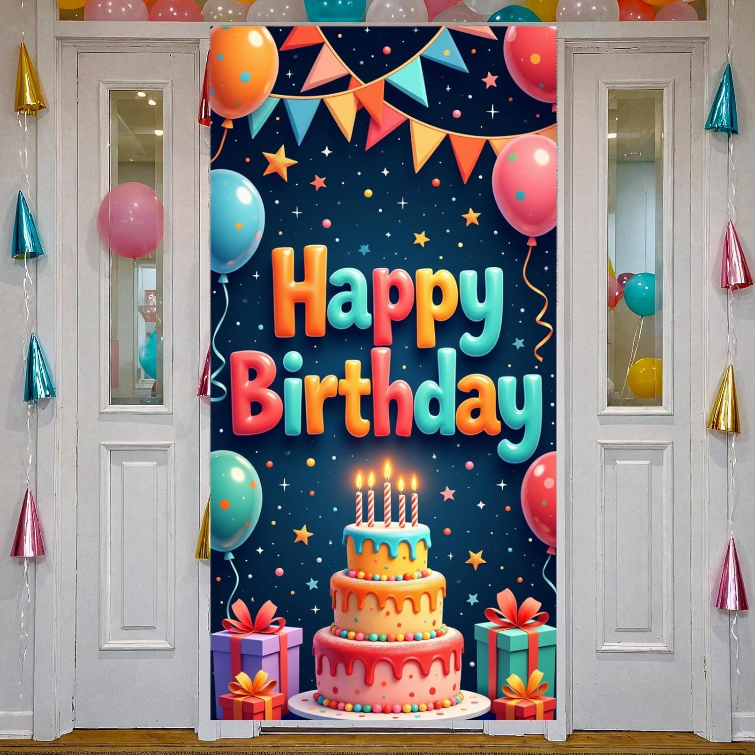 Colorful Happy Birthday Party Door Cover Banners Sign Decorations ...