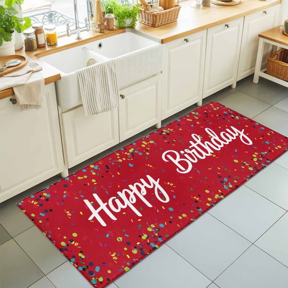 Colorful Happy Birthday Rectangle Area Rug 2x6ft,Living Room Rug Non ...