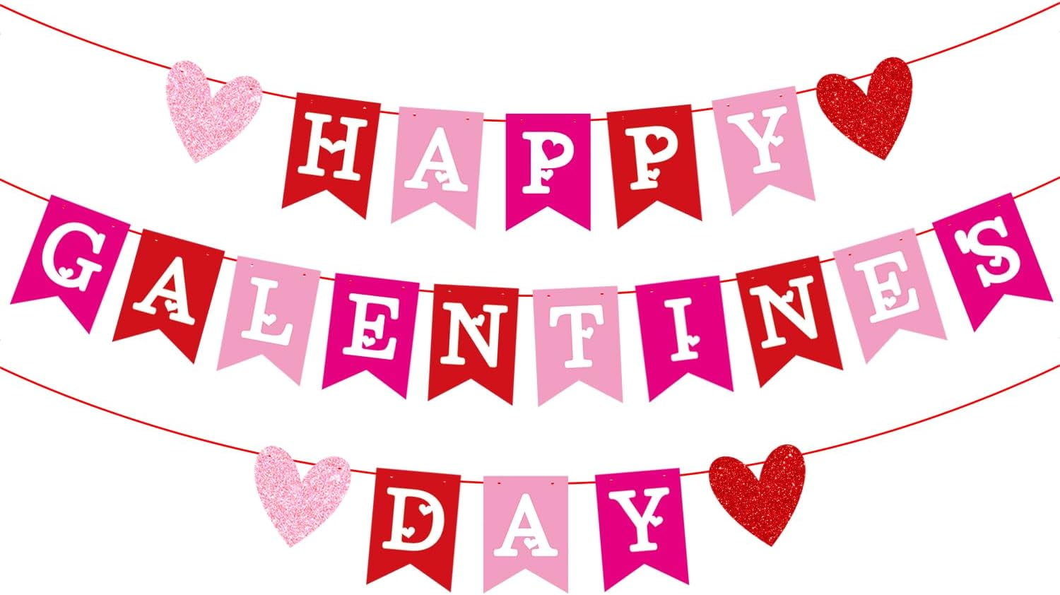 Colorful Happy Galentines Day Banner Red Pink Heart Garland Banner ...