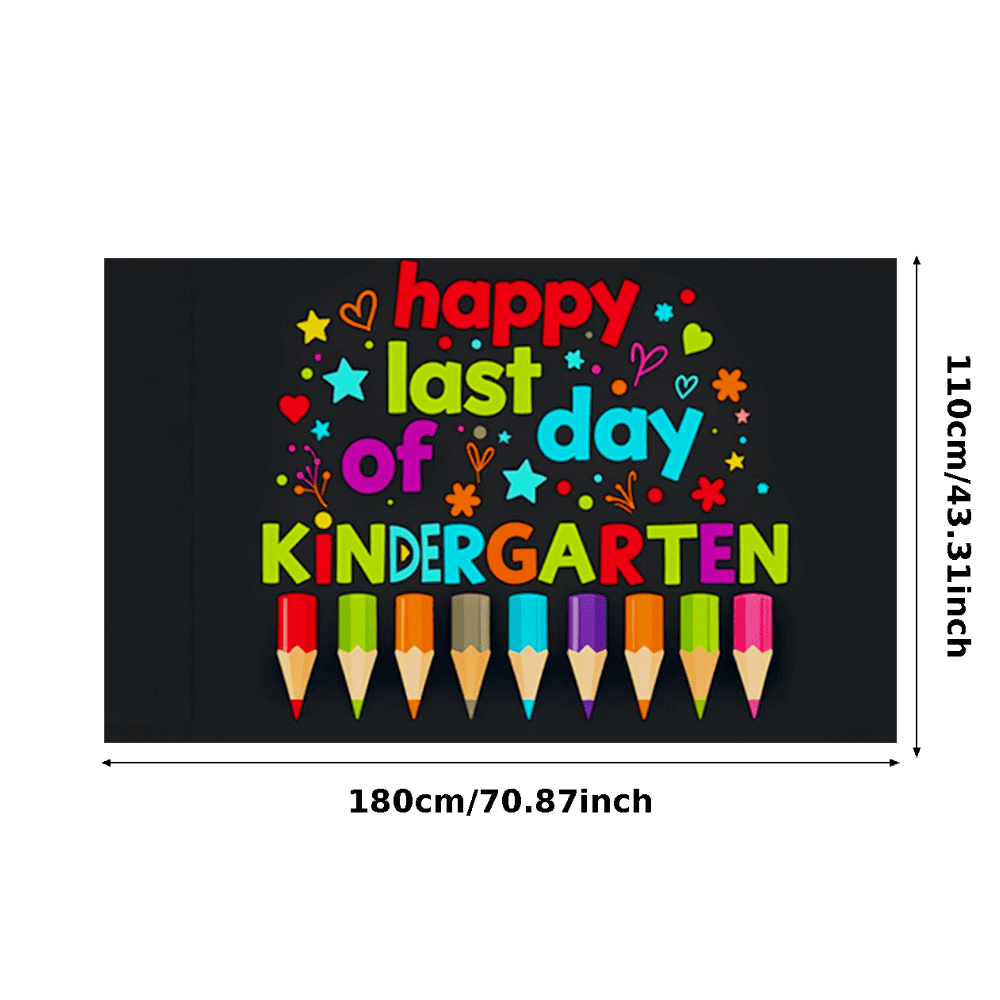 Colorful Happy Last Day of Kindergarten Banner Background Party ...