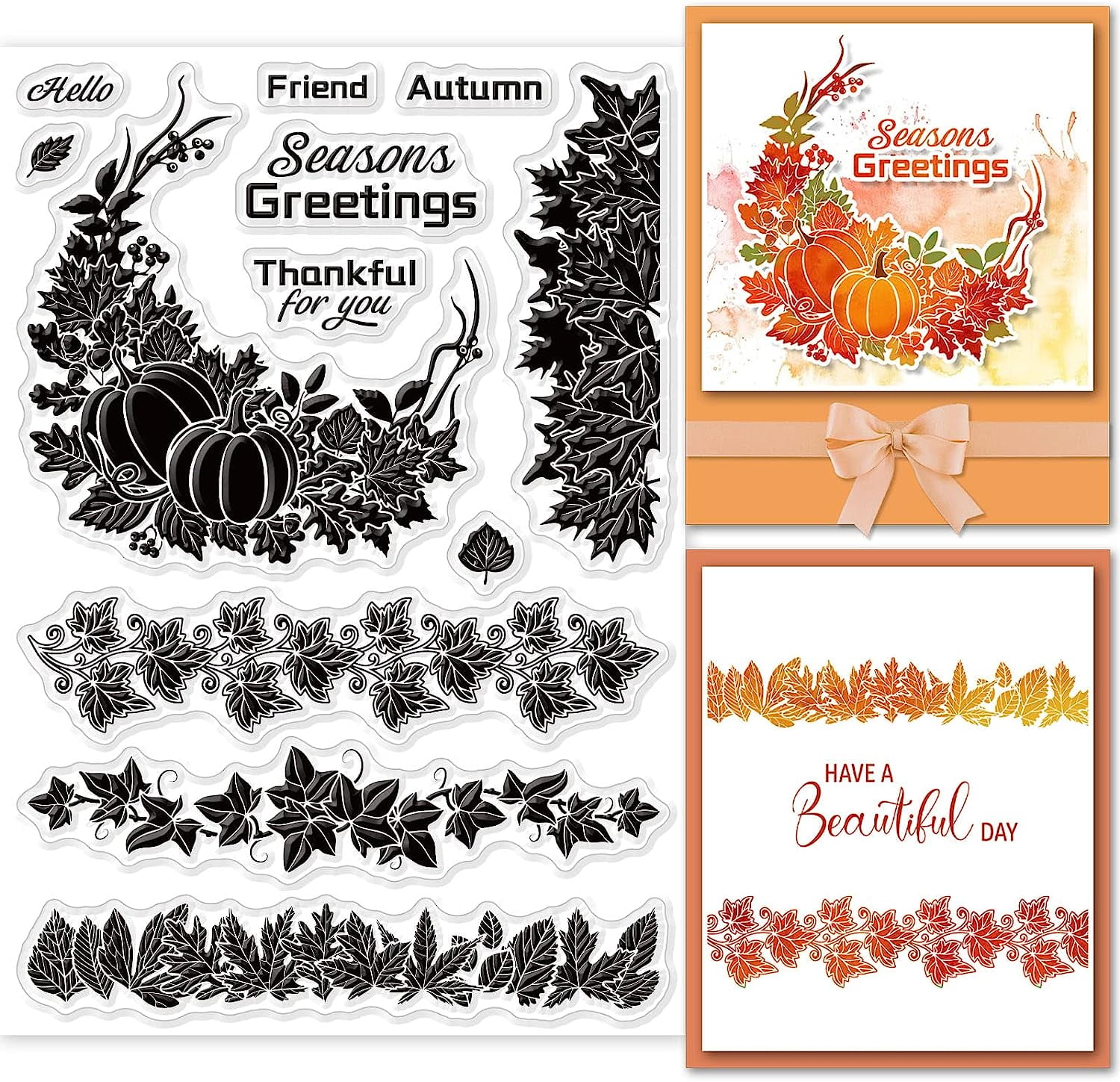 Colorful Happy Thanksgiving Corner Clear Stamps for DIY Scrapbooking ...