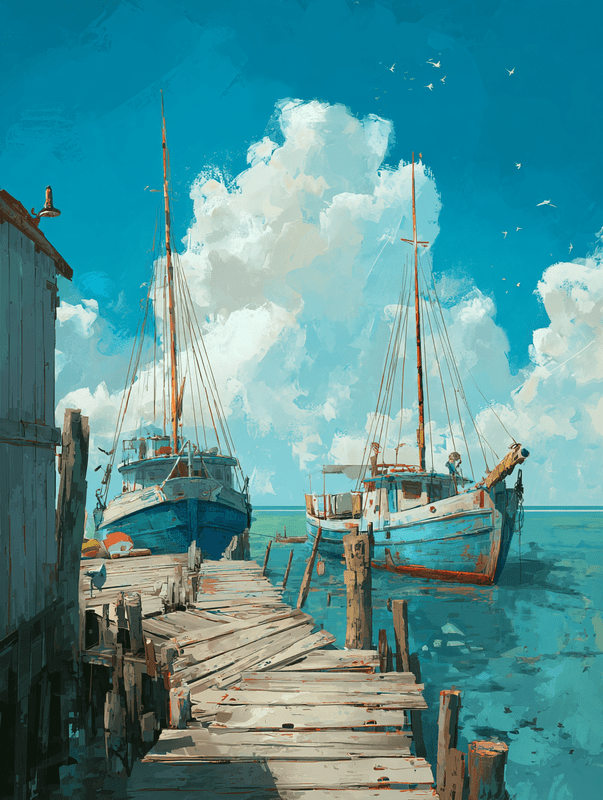 Colorful Harbor Boats Canvas Print Wall Art for Living Room Bedroom ...