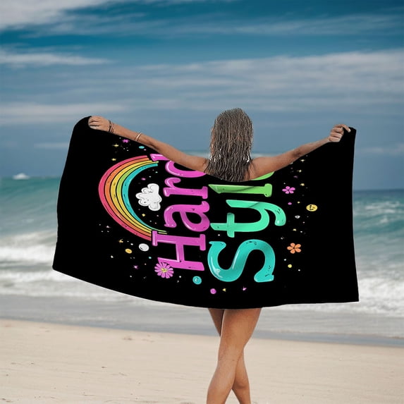 Colorful Hardi Styles Bath Towel - Vibrant Pink & Green Design with ...