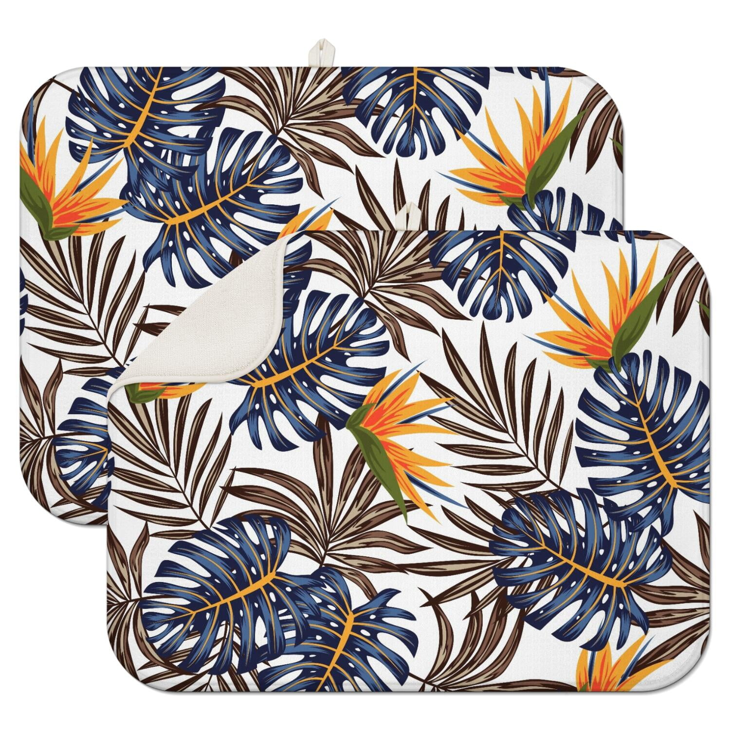 Colorful Hawaiian Dish Drying Mat – Tropical Leaf and Jungle Plant ...