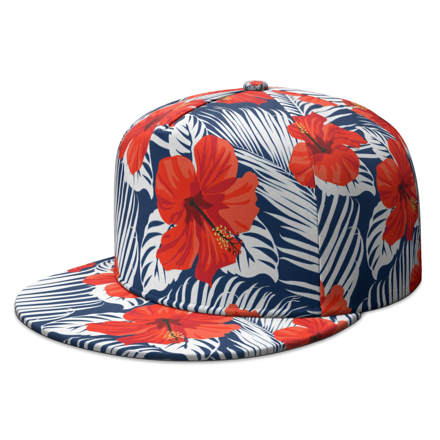 Colorful Hawaiian Flat Brim Panel Hat - High Top Baseball Cap for Hip Hop Enthusiasts & Running ...